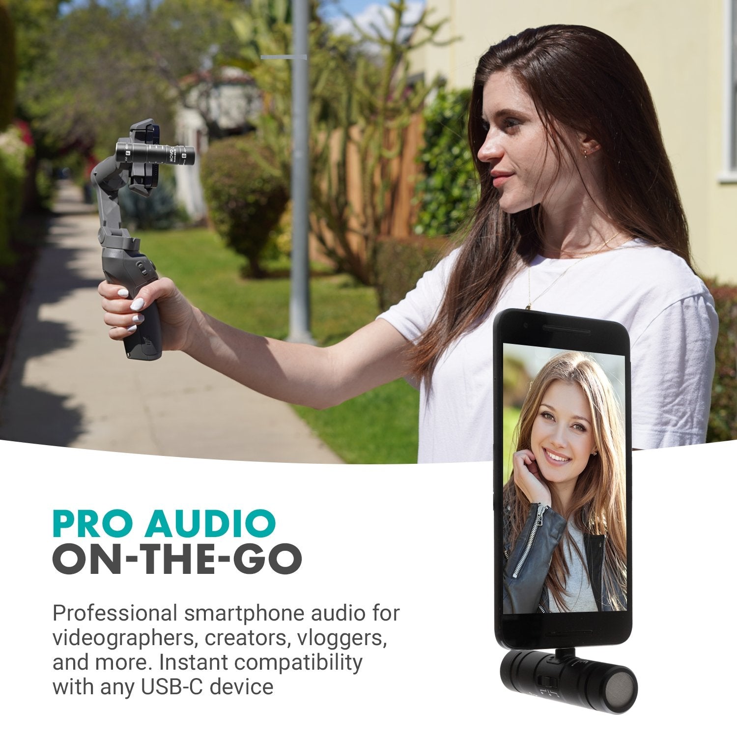 DoubleMic-UC | Dual Capsule Phone Microphone for USB-C Devices | Movo