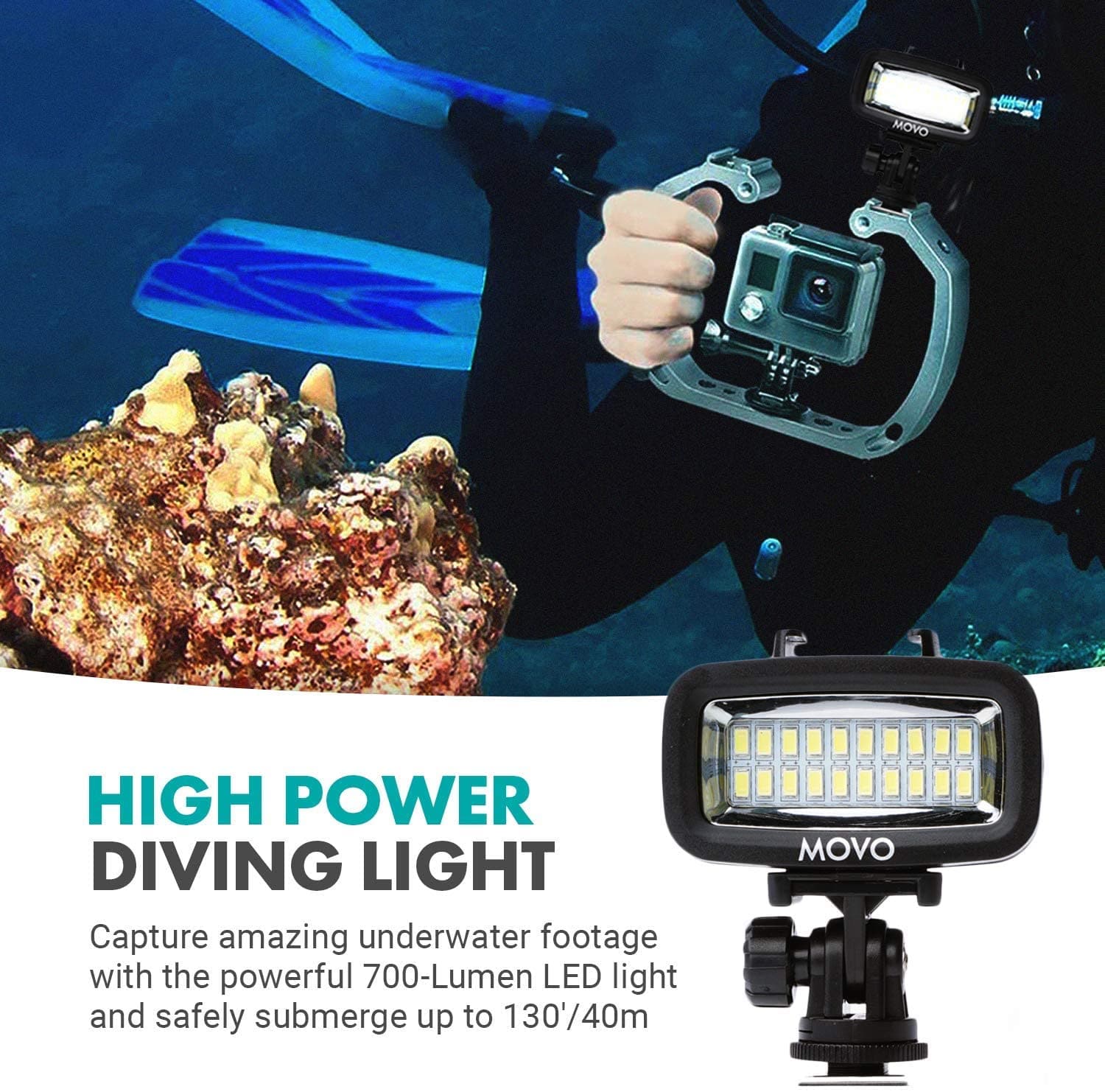 LED-WP | Underwater High-Power Rechargeable LED Video Light | Movo
